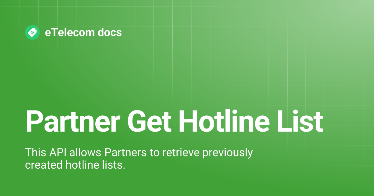 Partner Get Hotline List | English | eTelecom docs