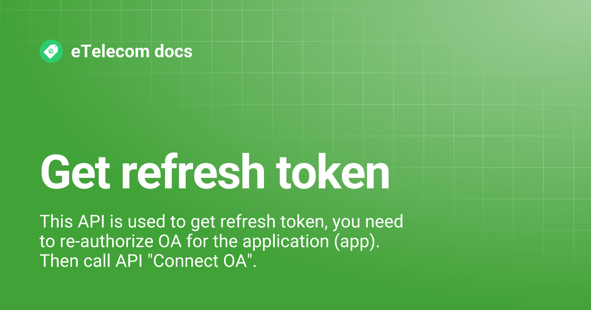 Get refresh token | eTelecom docs